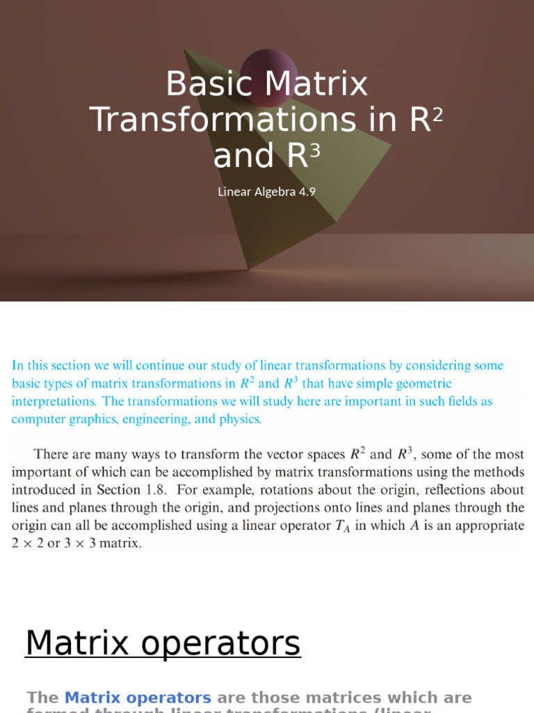L15 1basic Matrix Transformations in R2 and R3 12122024 103226pm | PDF ...