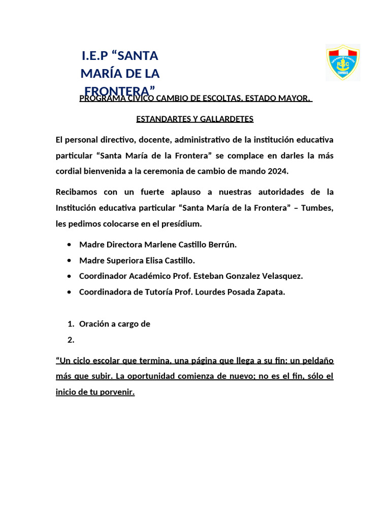 Programa Civico Cambio de Escoltas | PDF