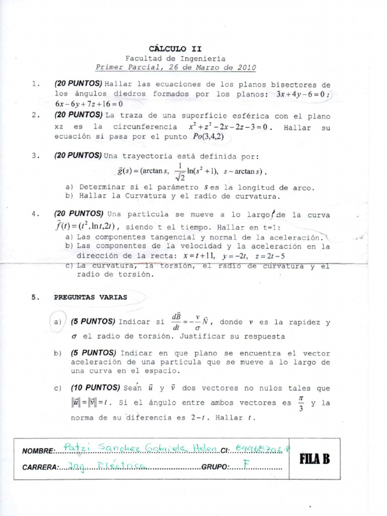 1er Parcial Calculo 2 Evr | PDF