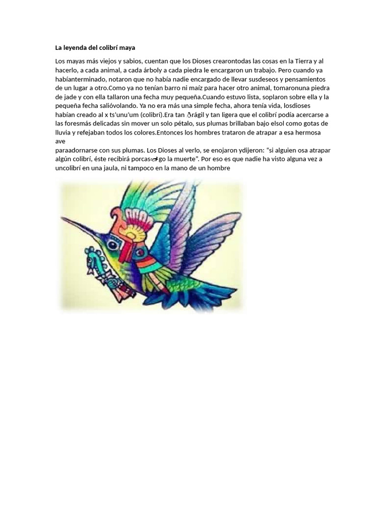 Leyenda del colibrí maya | PDF