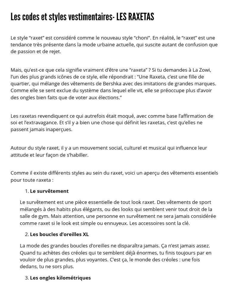 Style vestimentaire raxet et culture urbaine | PDF | Mode