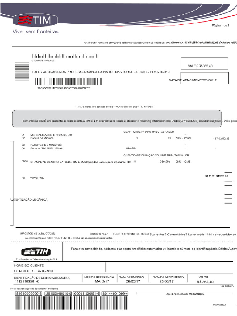 Fatura Da Tim | PDF