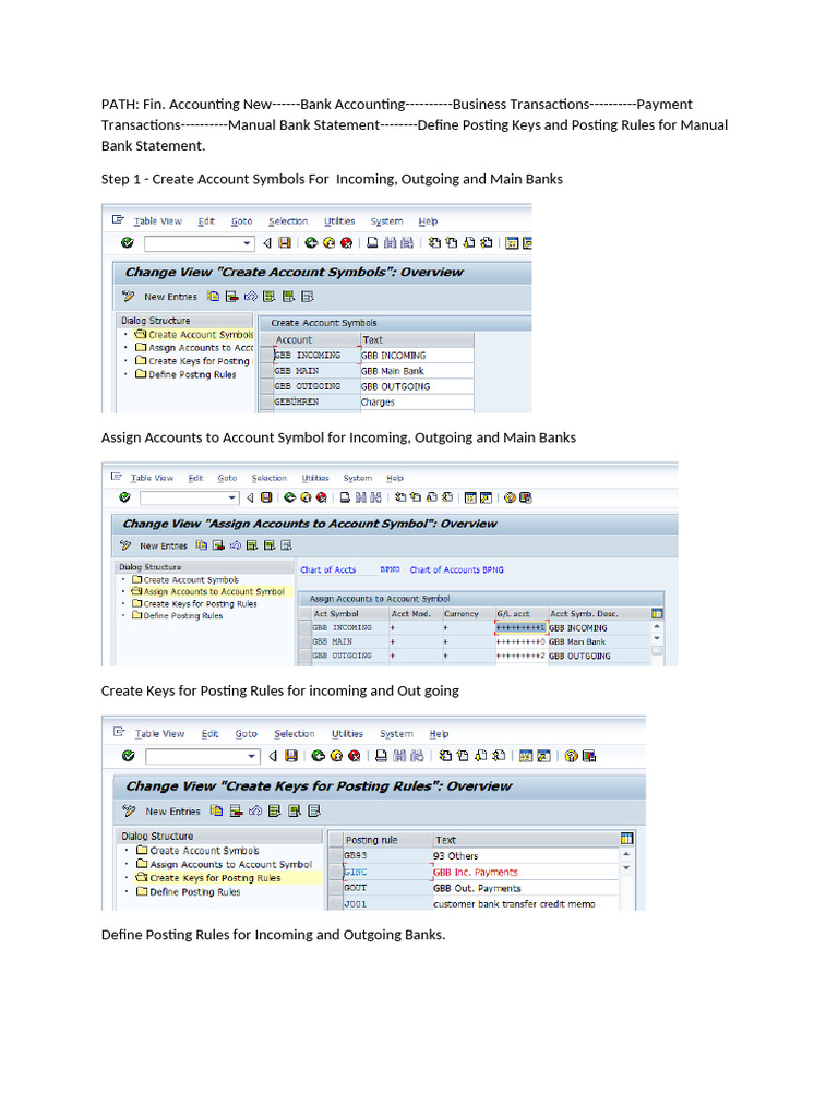 SAP Manual Bank Statement Config | PDF