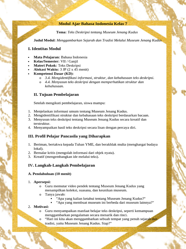 Modul Ajar Teks Deskripsi | PDF