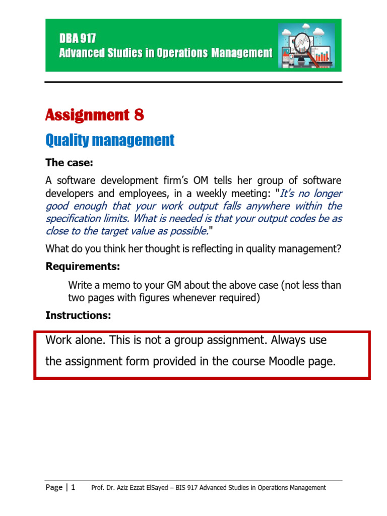 Assignment 8 - Quality Management | PDF