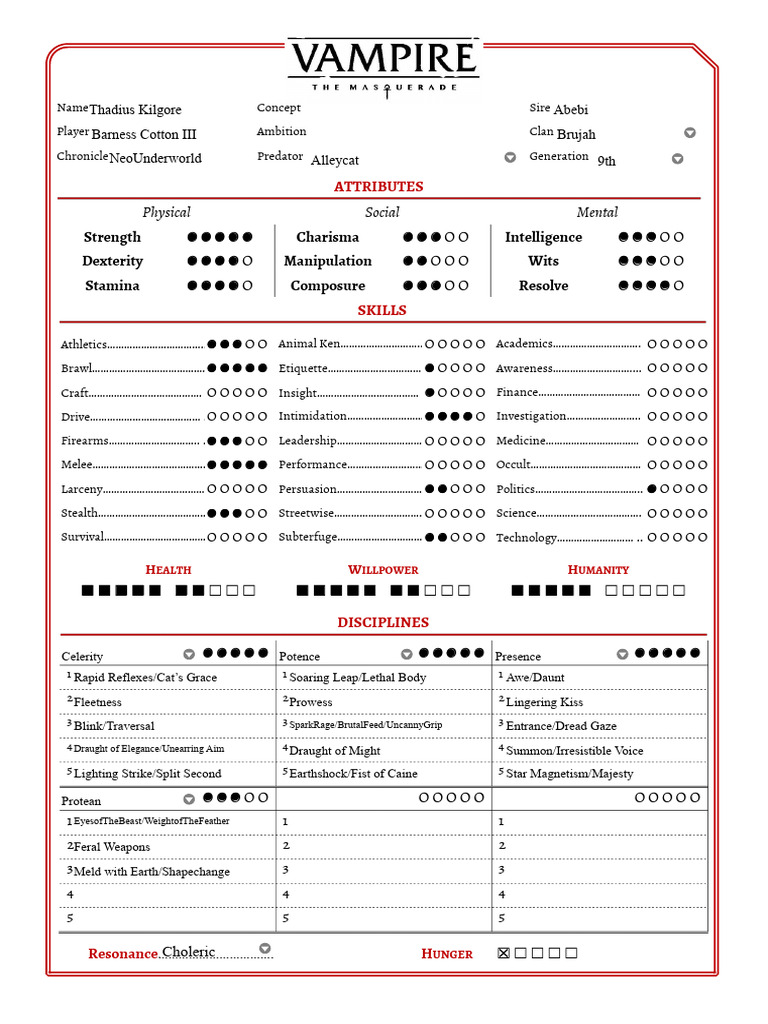 01 Character Sheet Formfillable | PDF