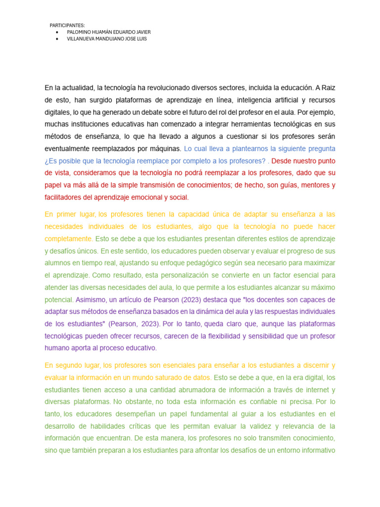 Redaccion Final Argumentacion | PDF | Maestros | Enseñando