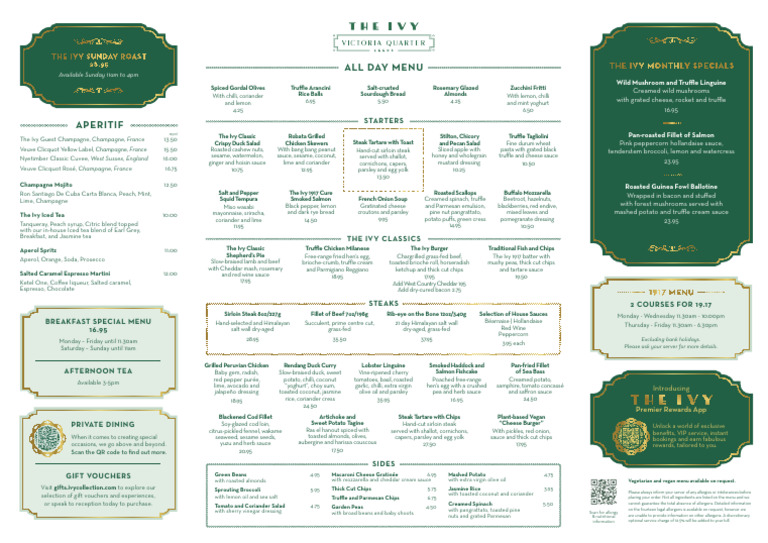 The Ivy Restaurant Menu Highlights | PDF | Sauce | Hamburgers