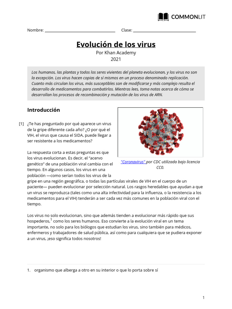 Evolución_de_los_virus-student_copy | PDF | Virus | Manejo del VIH / SIDA