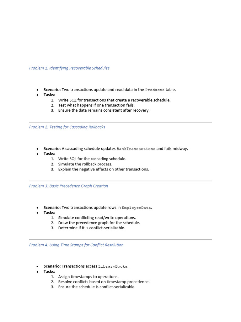 Lab-12 - Problems On Serializability, Conflict Serializability, View Serializability | PDF ...