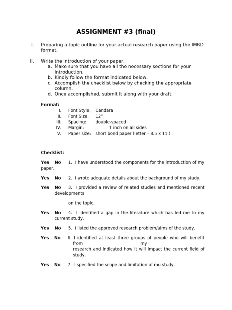 Assignment #3 (Final) - Outline - Introduction 2 | PDF