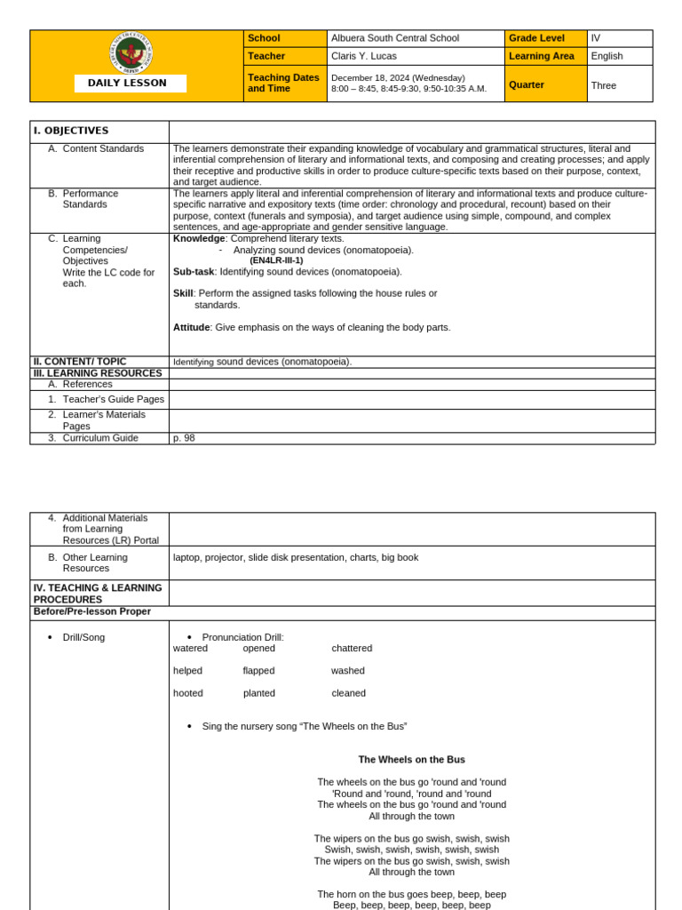 LP Regional Mancom Onomatopoeia | PDF | Linguistics | Human Communication