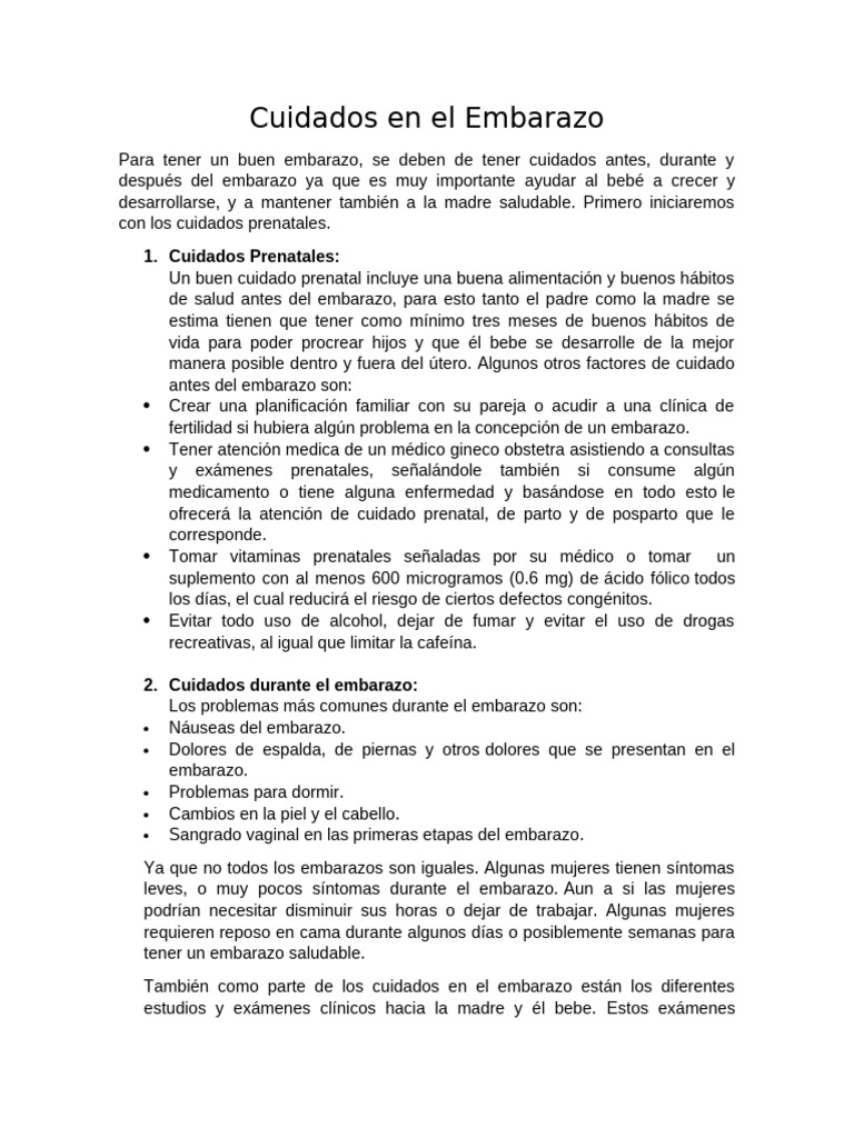 Cuidados Prenatales y Postparto | PDF | El embarazo | Parto