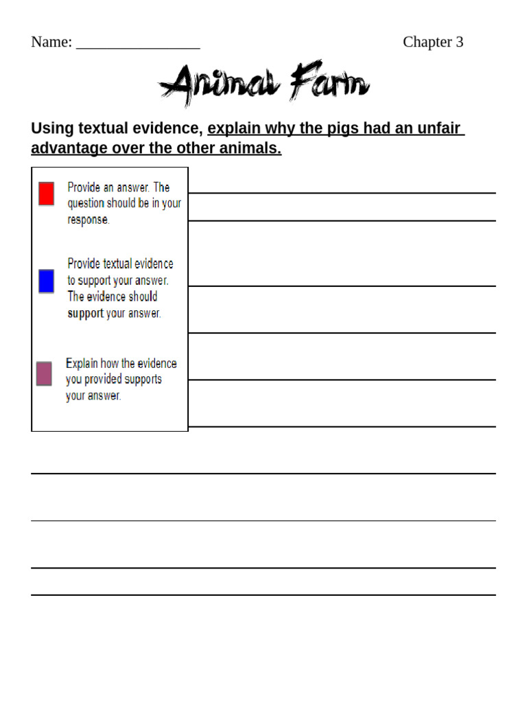 John Brock - AnimalFarmChapter3WritingActivity-1 | PDF