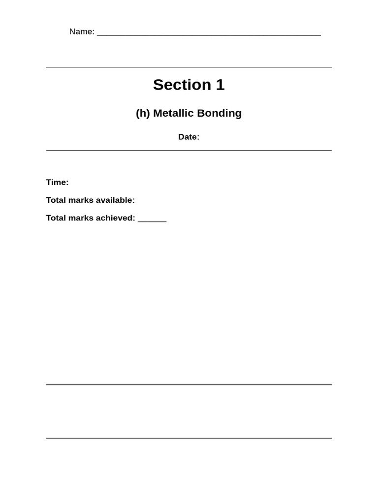 (H) Metallic Bonding - Exam Questions + MS New | PDF | Ion | Chemical ...