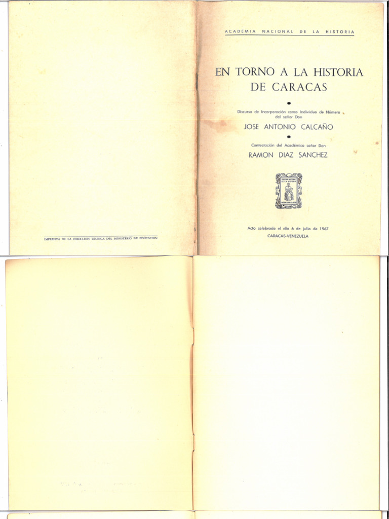 En Torno a la Historia de Caracas - Autores Jose Calcaño y Ramon ...