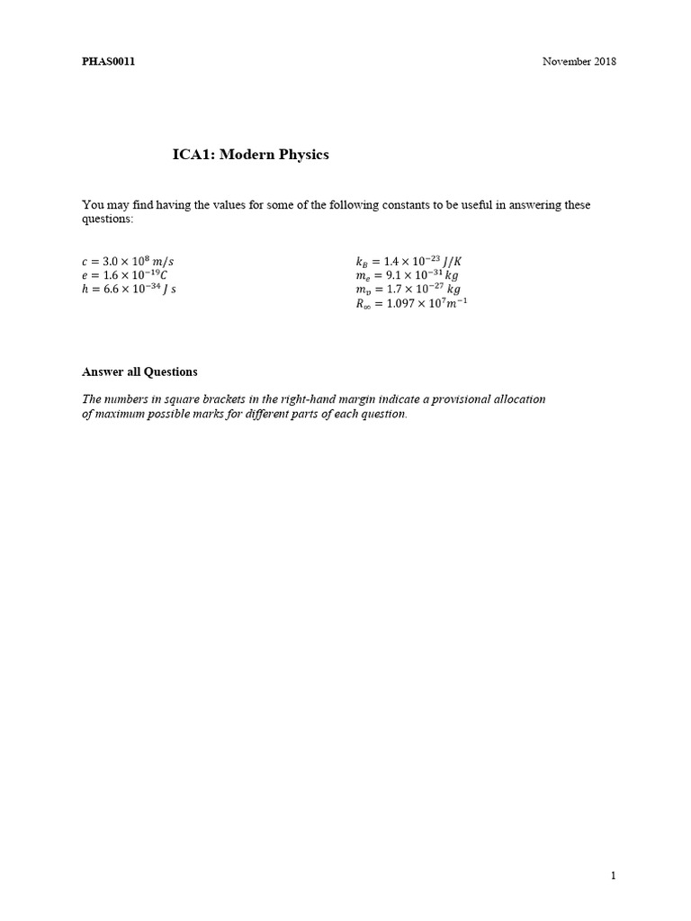 Modern Physics Exam Guide | PDF | Light | Wavelength