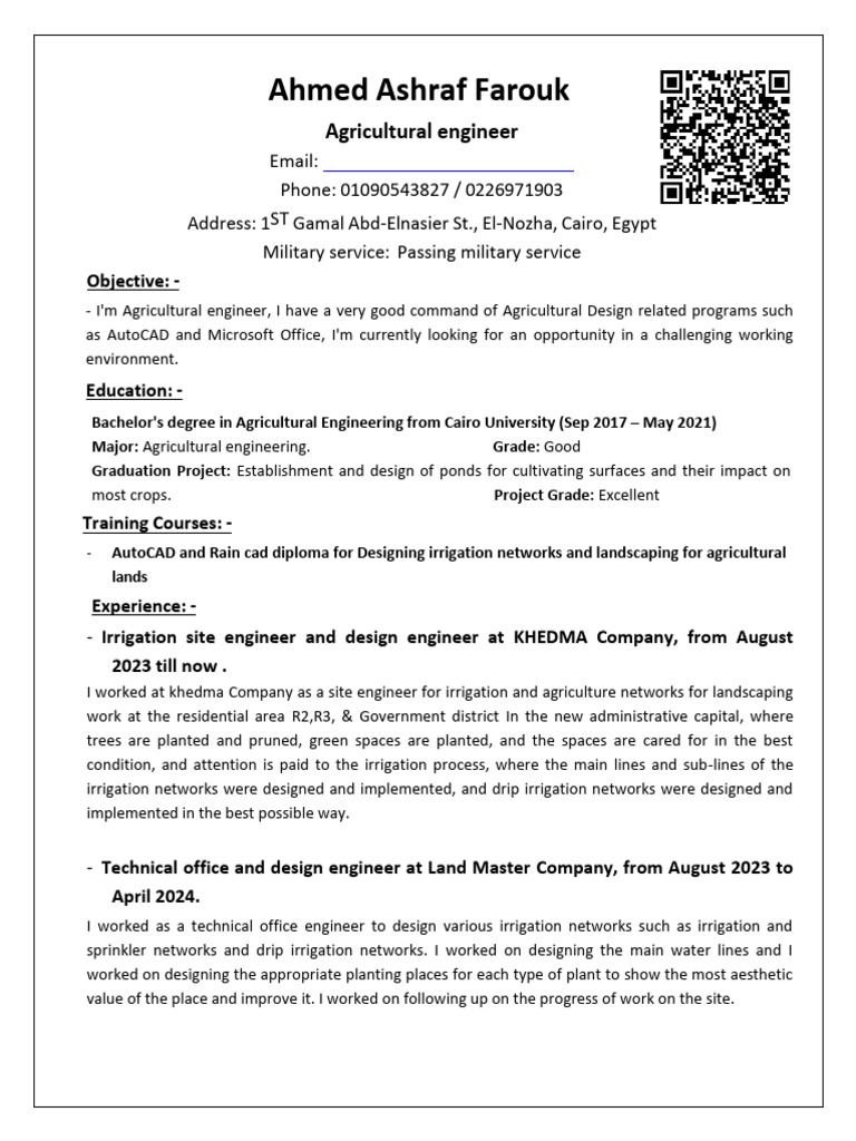 Ahmed Ashraf farouk | PDF | Irrigation | Agriculture