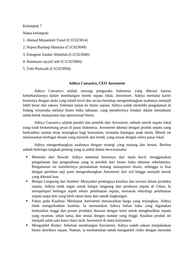 Strategi Sukses Aditya Caesarico | PDF