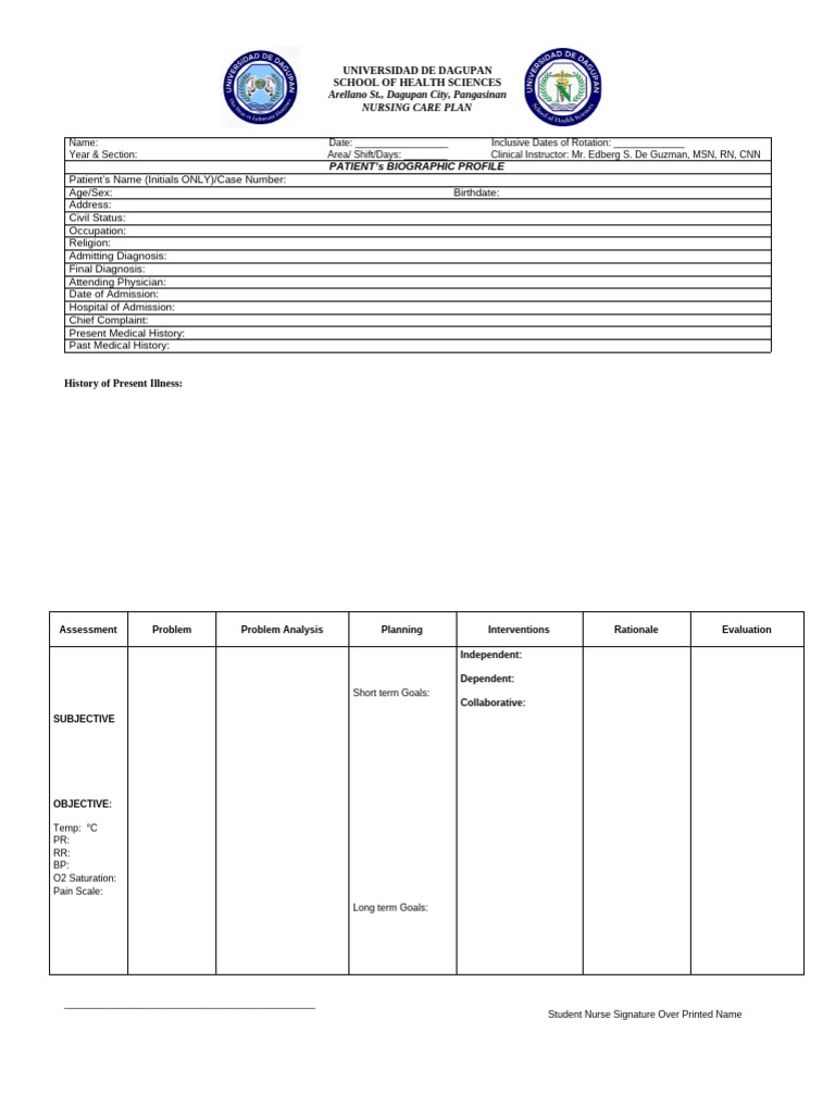 Ncp Template Pdf