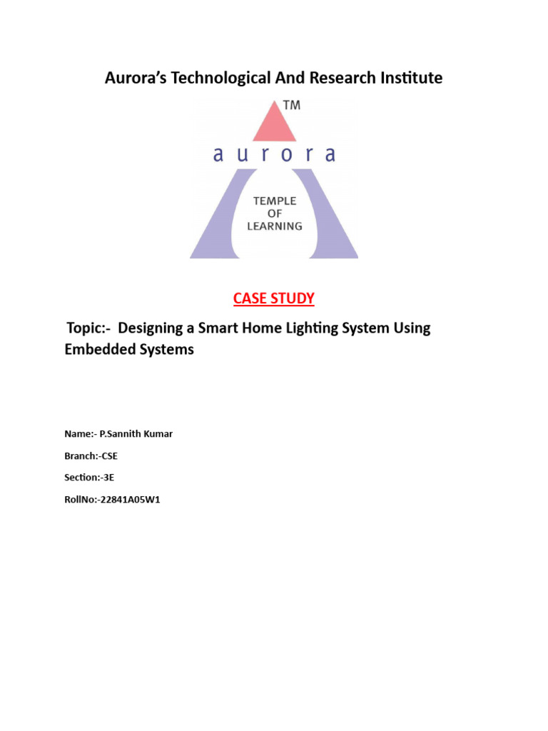 Designing A Smart Home Lighting System Using Embedded Systems | PDF ...