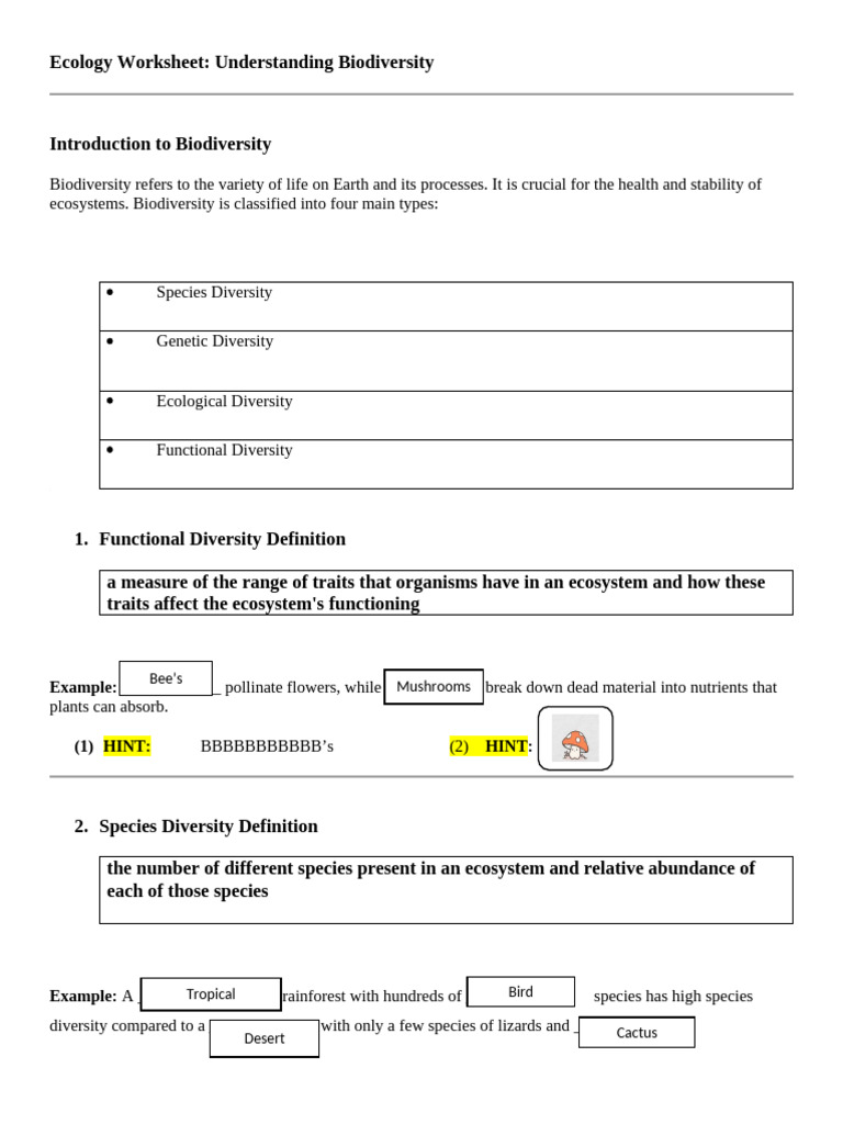 AI Biodiversity Booklet - Student | PDF | Biodiversity | Ecosystem
