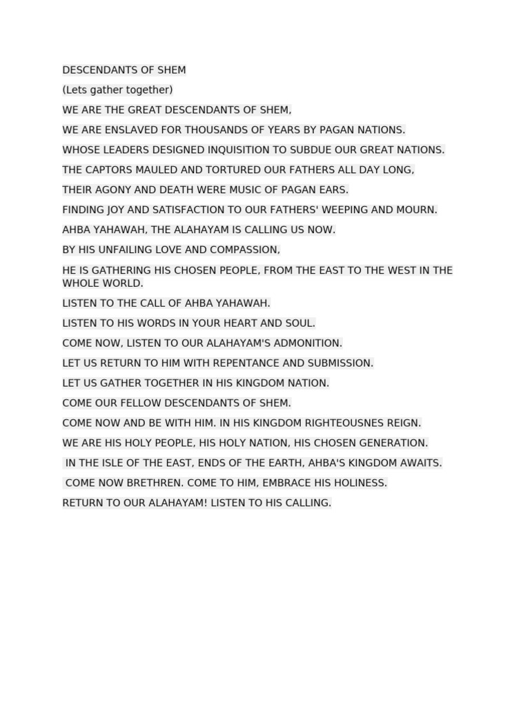Descendants of Shem | PDF