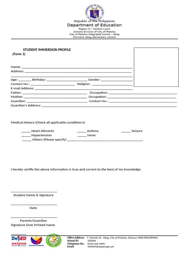 Work Immersion Forms for Students | PDF | Résumé