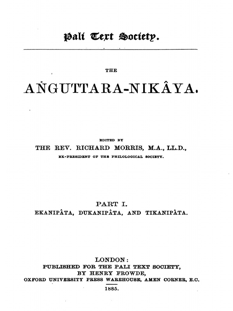 PTS Anguttara Nikaya Part I Morris 1885 | PDF
