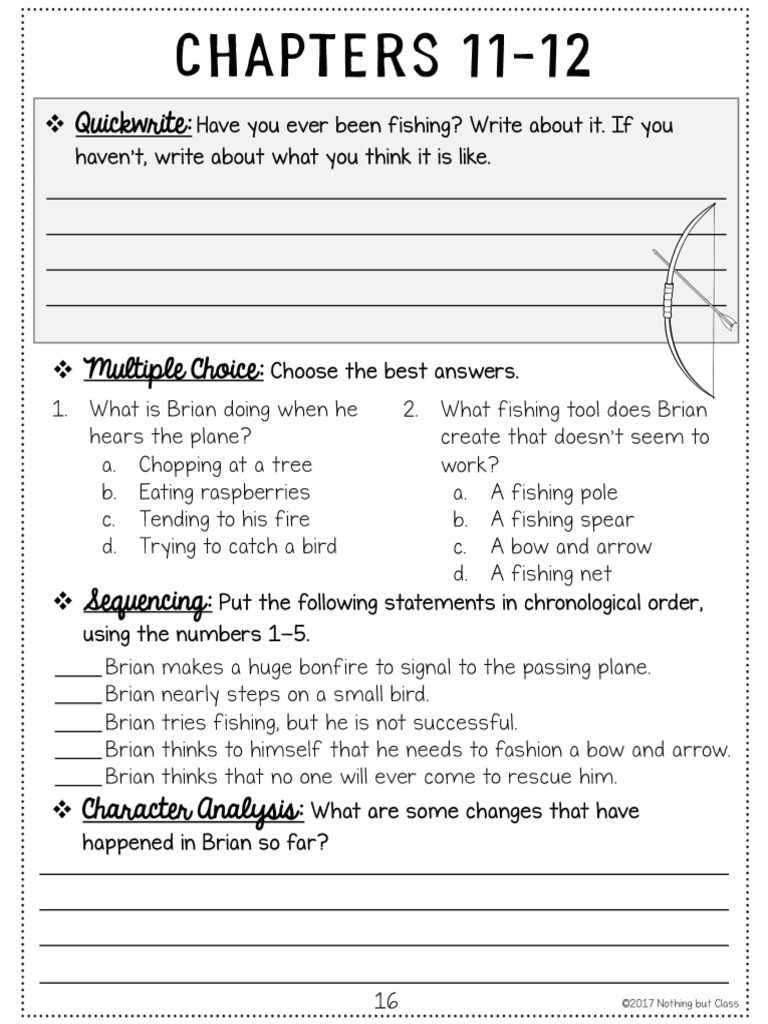 Hatchet Chapters 11 & 12 | PDF