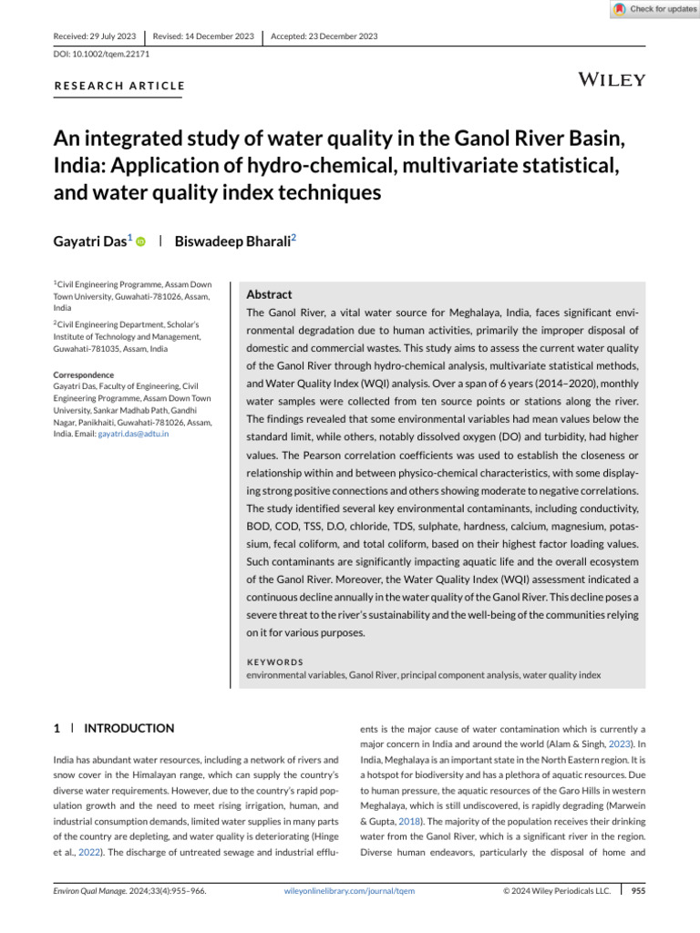 Water Quality Assessment of Ganol River | PDF | Principal Component ...