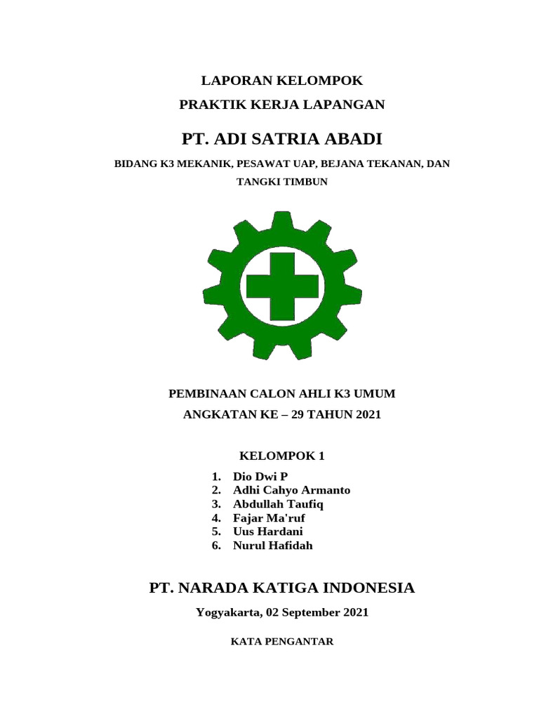 Laporan PKL K3 Mekanik PT Adi Satria | PDF