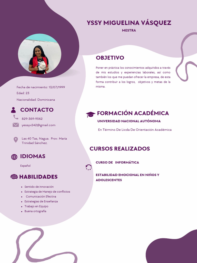 Curriculum Profesional Creativo Morado | PDF