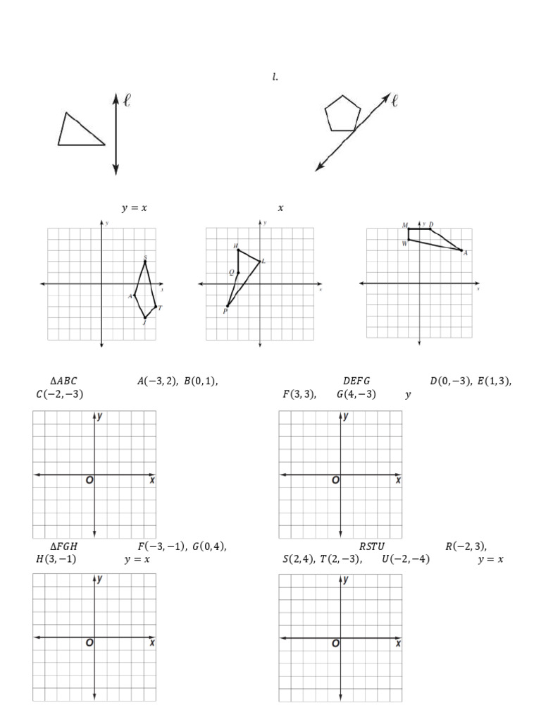 Reflection Transformations Worksheet | PDF