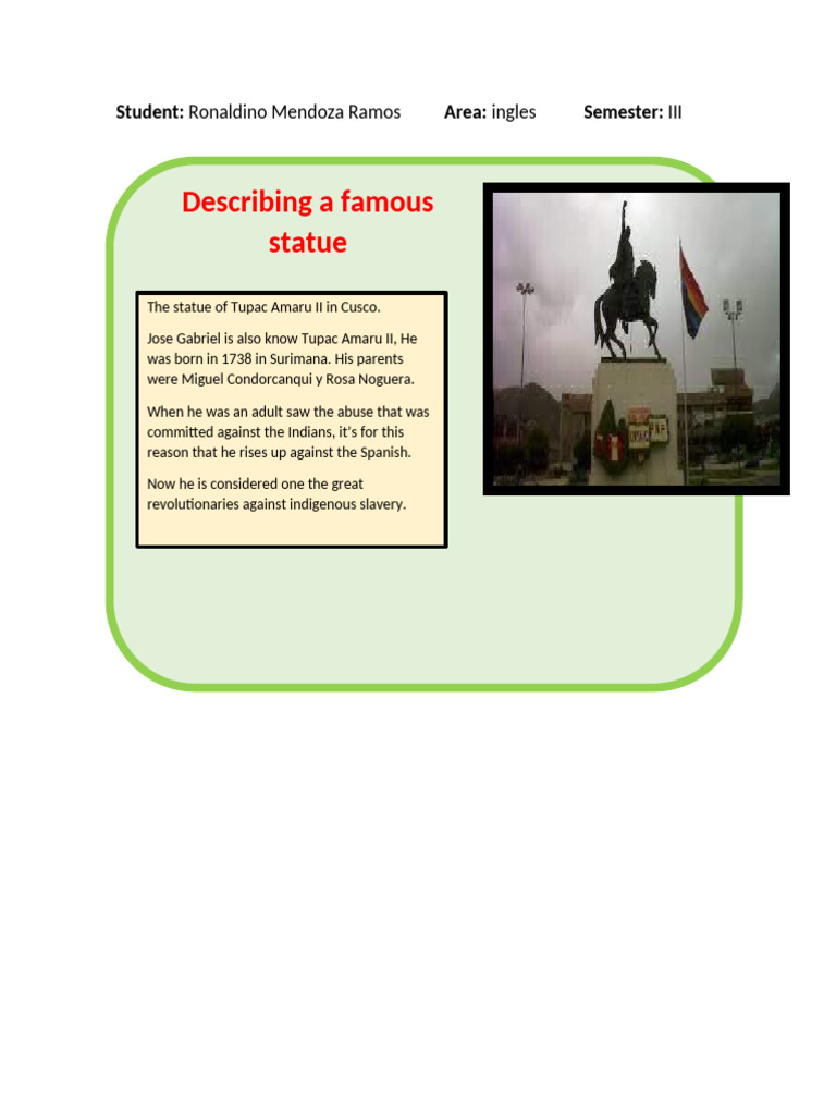 DESCRIBING FAMOUS STATUE | PDF