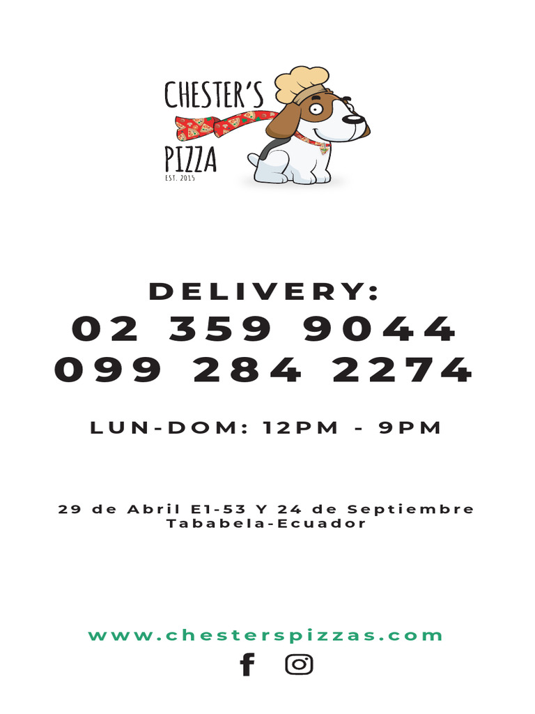 Menú de Chester's Pizza | PDF | Salsa | Cocinando