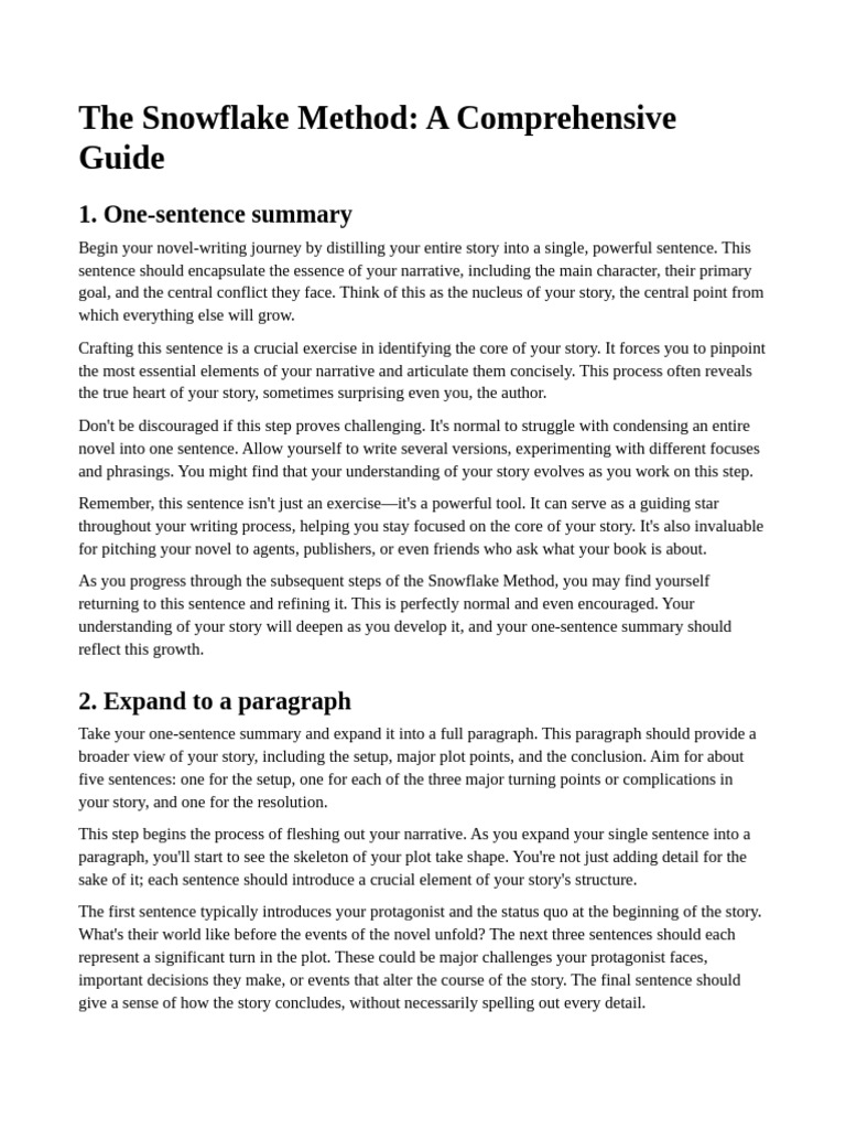 Comprehensive Guide To The Snowflake Method | PDF | Plot (Narrative ...
