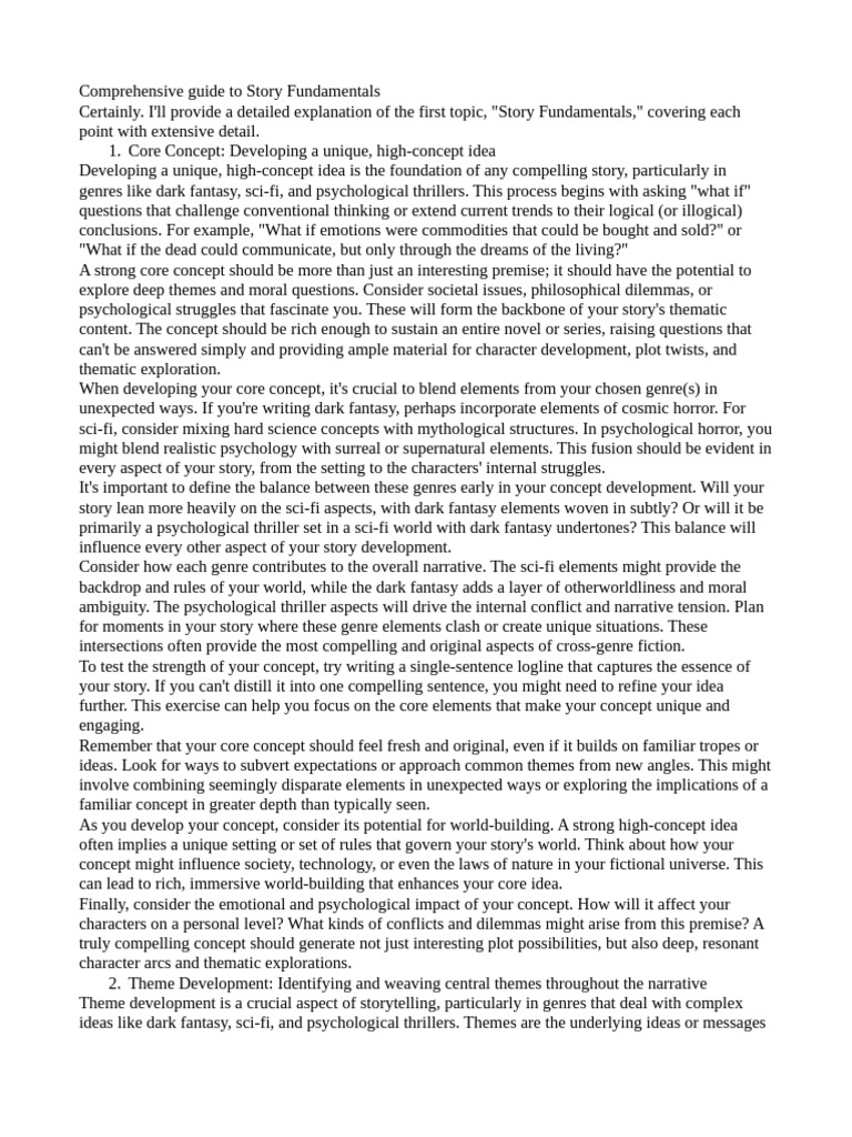 Comprehensive Guide to Story Fundamentals | PDF | Narration | Narrative