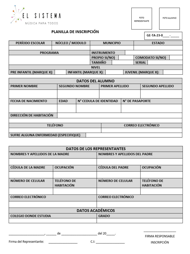 Planilla Inscripcion | PDF