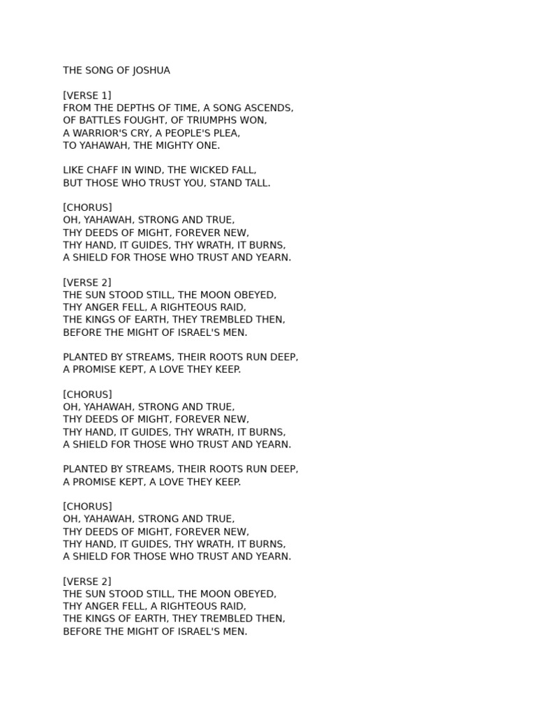 Song of Joshua: Praise to Yahawah | PDF