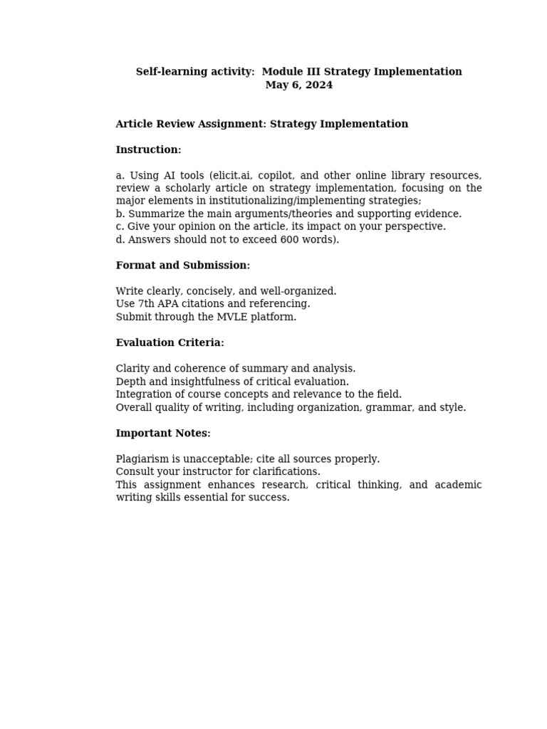 Self Learning Activity | PDF