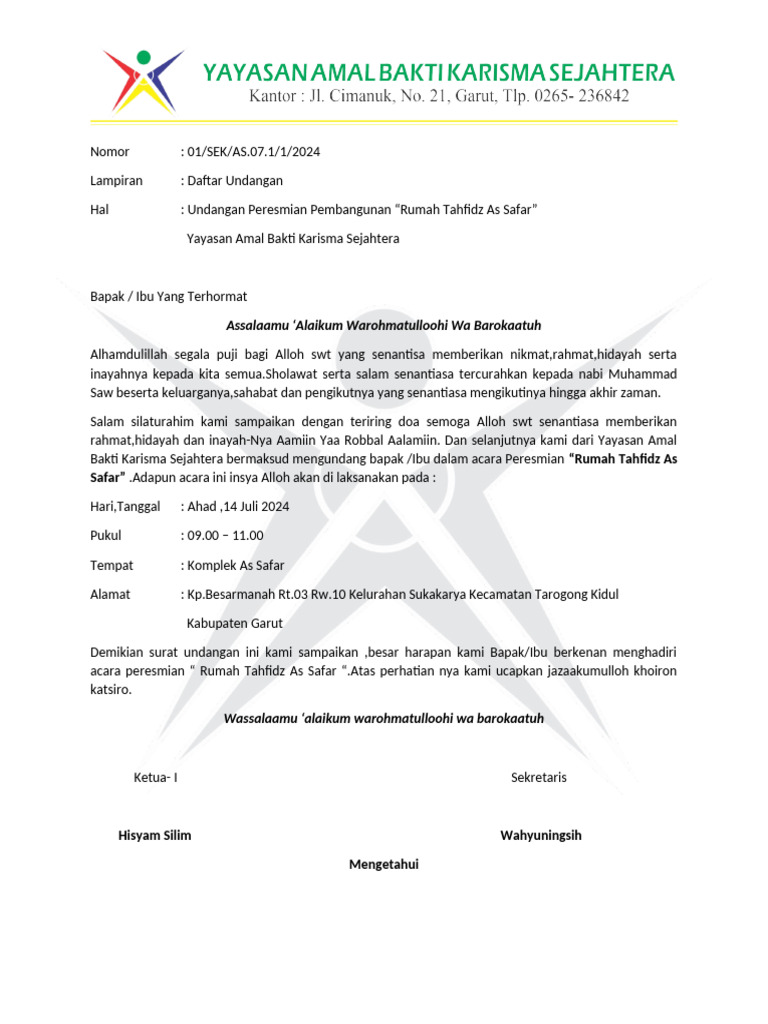 Kop Surat Yayasan | PDF