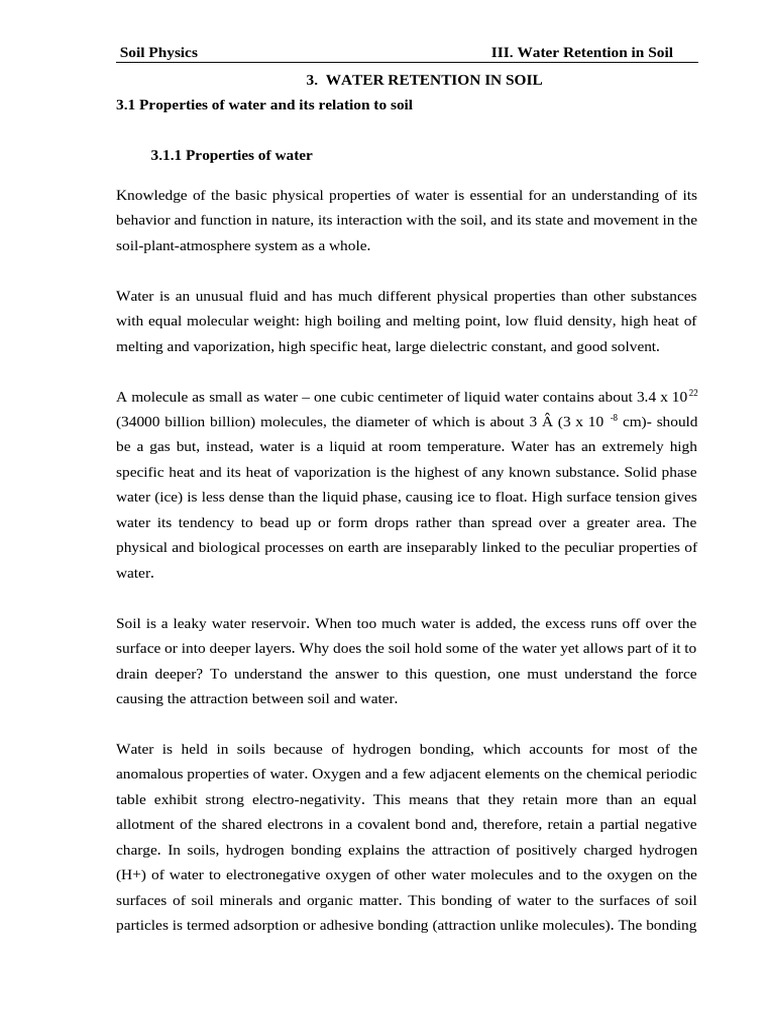 Soil Water Retention Explained | PDF | Adsorption | Surface Tension