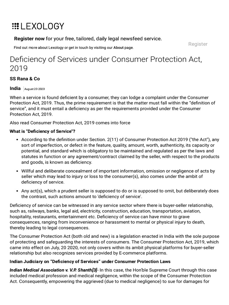 Understanding Deficiency of Services in India | PDF | Consumer ...