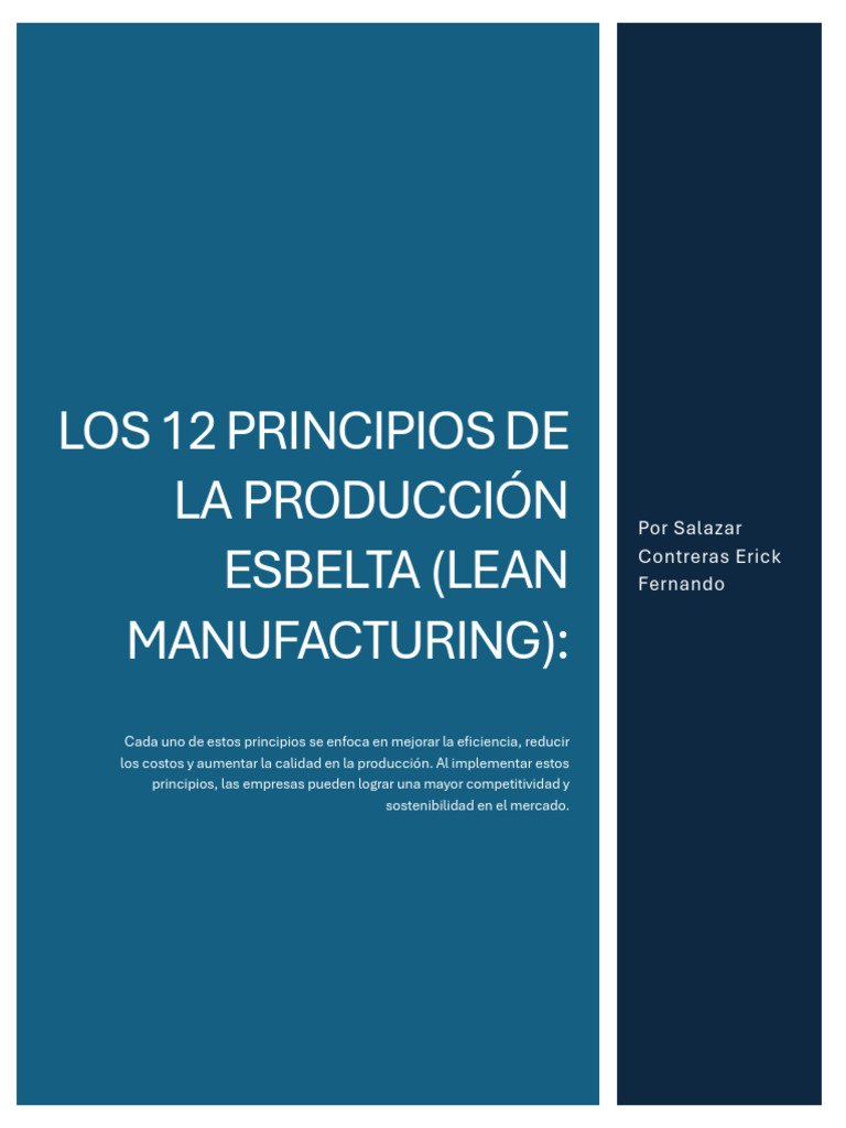 Los 12 Principios de La Producción Esbelta | PDF | Lean Manufacturing | Indicador de rendimiento