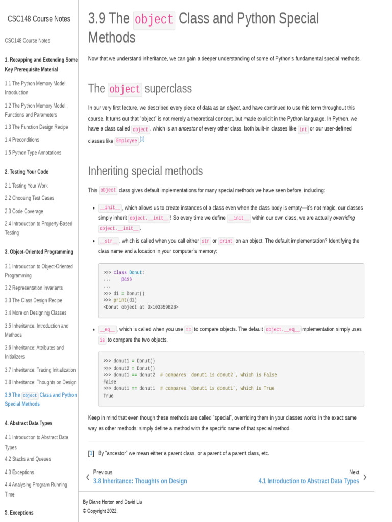 Teach Cs Toronto Edu csc148h Notes Inheritance Python Special Methods ...