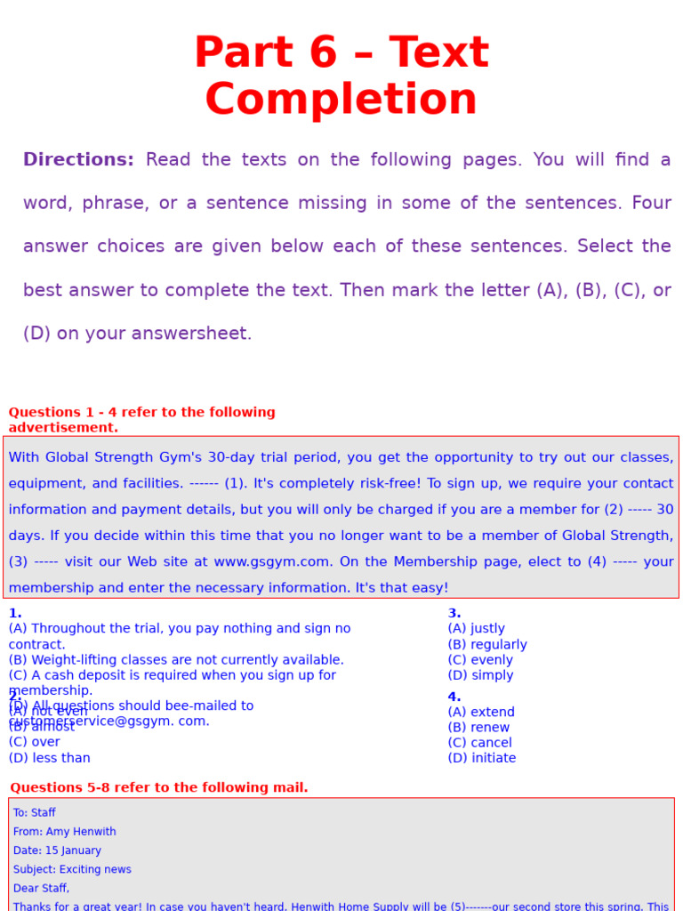 Part 6 - Text Completion-123 | PDF | Ice Cream