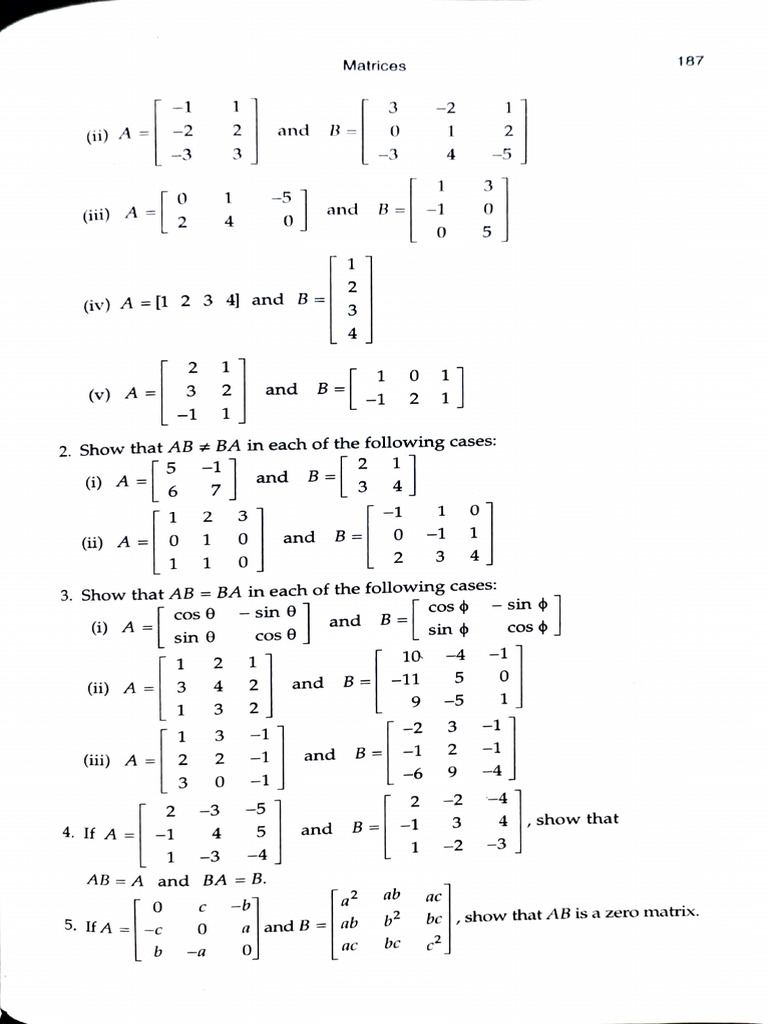 Matrices Worksheet -1 | PDF | Matrix (Mathematics) | Mathematical Relations