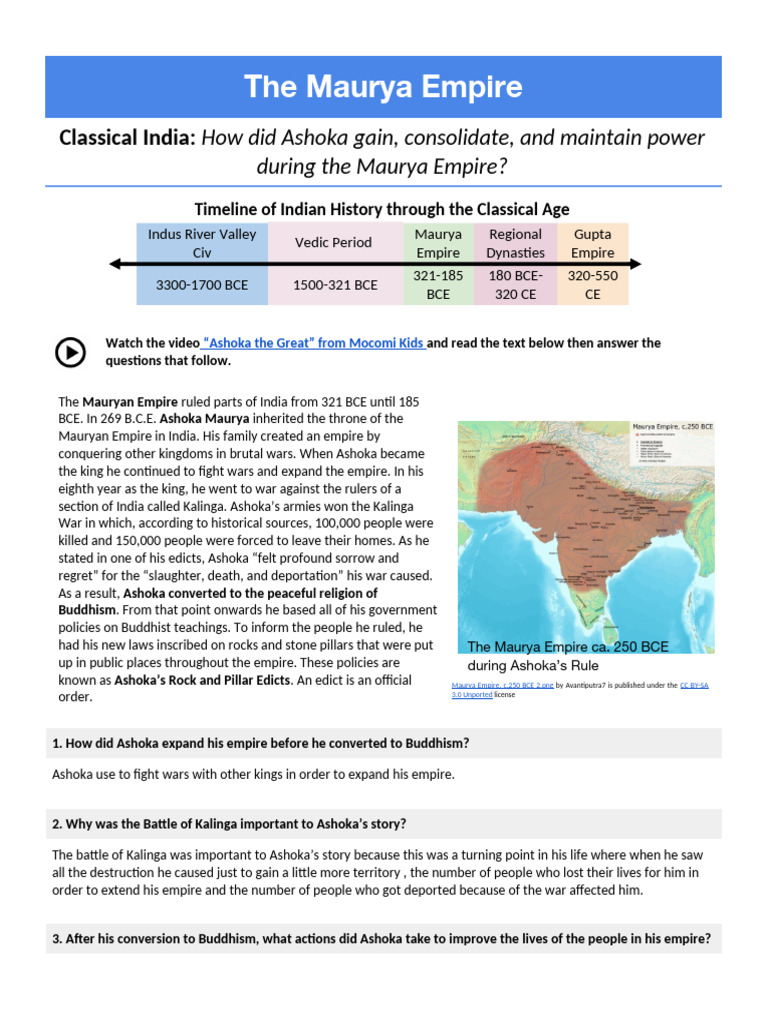 Day 4 - Maurya Empire Pre-Activity | PDF | Ashoka | Indian Religions