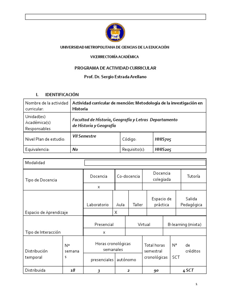 Programa Metodolog A Investigaci N SEA | PDF | Pedagogía | Historiografía